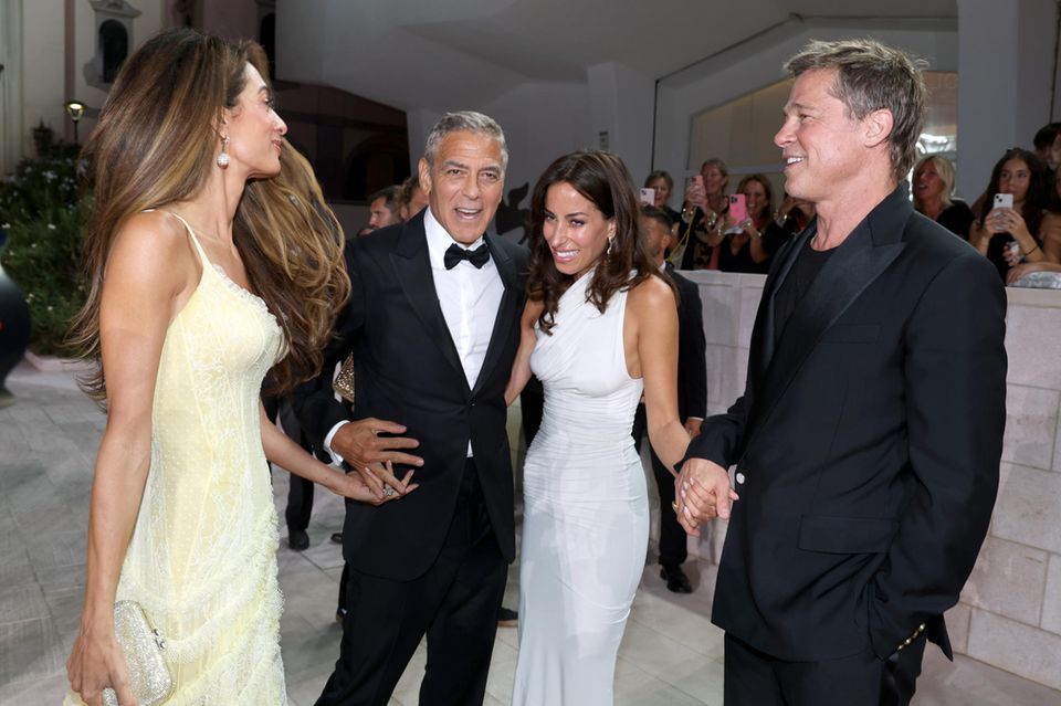 Brad Pitt + Ines de Ramon: Doppel-Date mit George und Amal Clooney ...