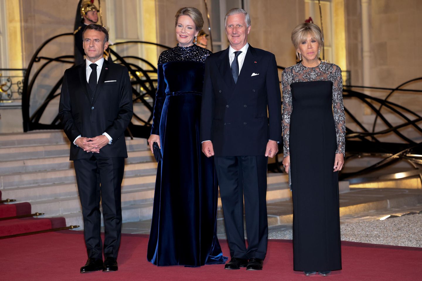 Königin Mathilde + Brigitte Macron: Zum Staatsdinner als Fashion-Twins ...