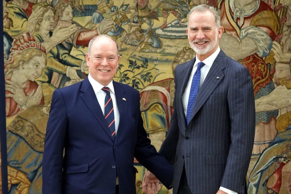 Fürst Albert und Charlène in Spanien: Händeschütteln mit König Felipe ...